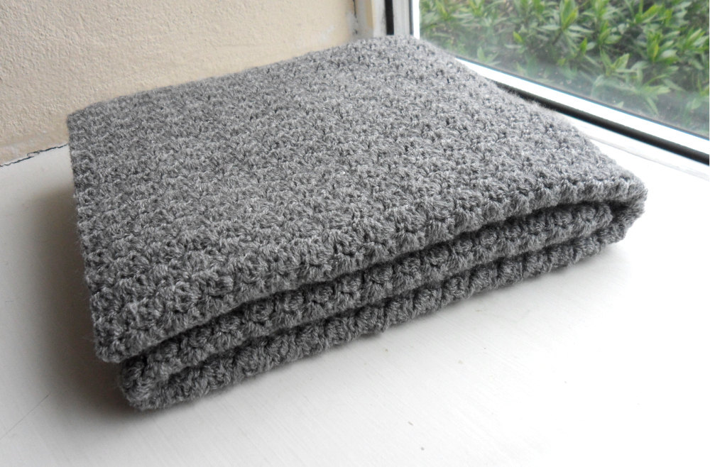 Afghan Blanket Crochet Lapghan Gray Throw Made To Order on Luulla