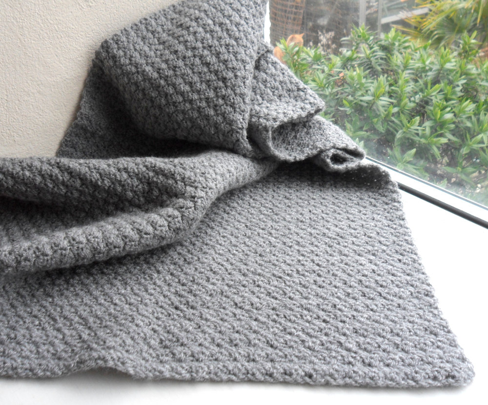 Afghan Blanket Crochet Lapghan Gray Throw Made To Order on Luulla